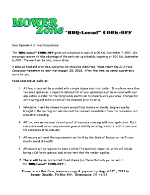 Fillable Online Food Concession form - Banner-Graphic Fax Email Print ...