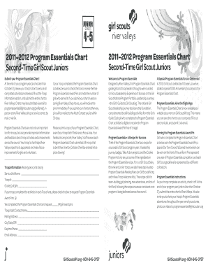 Fillable Online wayzatagirlscouts 20112012 Program Essentials Chart SecondTime Girl Scout ...