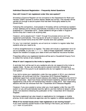 Fillable Online Individual Electoral Registration Frequently Asked Questions Fax Email Print ...