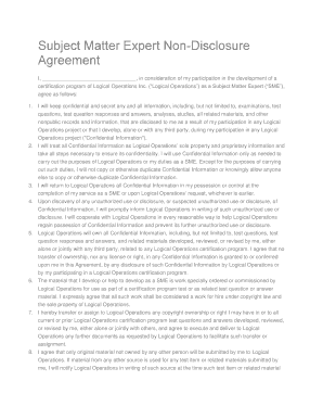 Fillable Online Subject Matter Expert Non-Disclosure Agreement ...