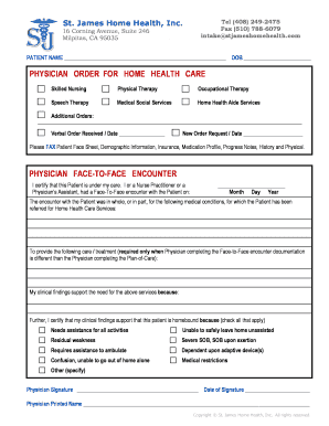 Fillable Online Physician re?ferral form - St. James Home Health, Inc ...