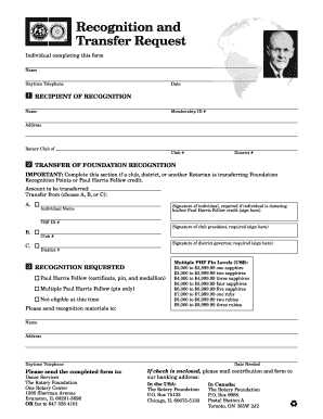 Fillable Online rotarythailand pdf Paul Harris Fellow Recognition ...