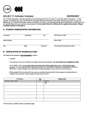 Fillable Online corning-cc V1 Independent Verification Worksheet - Corning Community College ...