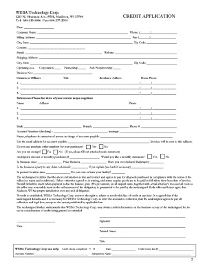 Fillable Online For Companies in Canada, download this Credit ...