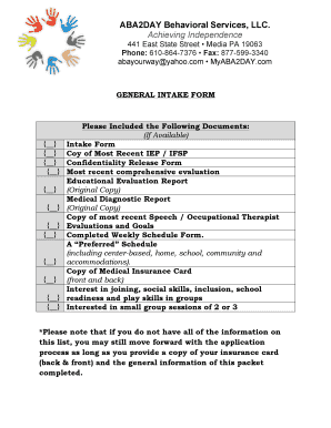 Fillable Online General Intake Form 2012-1 Fax Email Print - pdfFiller