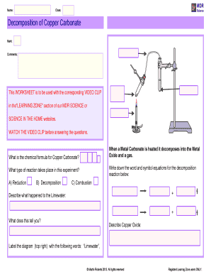Fillable Online Science Decomposition of Copper Carbonate Fax Email ...