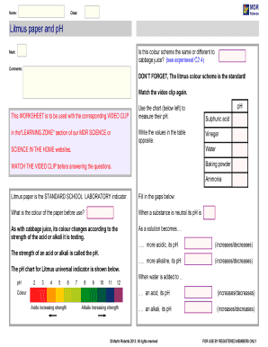 Fillable Online Science Litmus paper and pH - MDR SCIENCE ACADEMY Fax ...