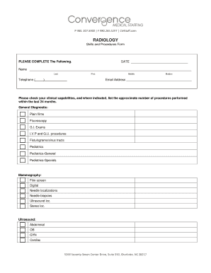 Fillable Online Radiology Physician's Checklist - Convergence Medical ...