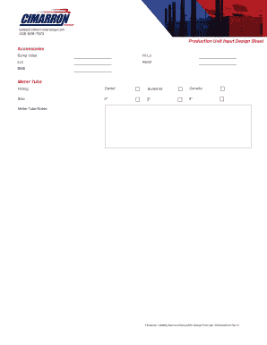 Fillable Online Production Unit Input Design Sheet - Cimarron Energy ...