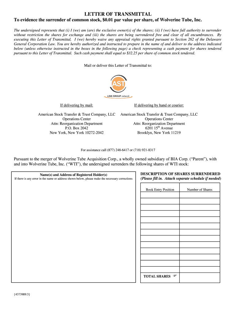 Fillable Online Letter of Transmittal 4373989-3 4 .doc Fax Email Print ...