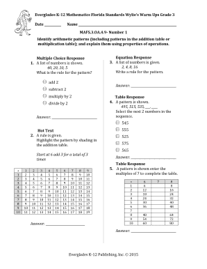 Everglades K-12 Mathematics Florida Standards Wylies Warm - Fill and ...