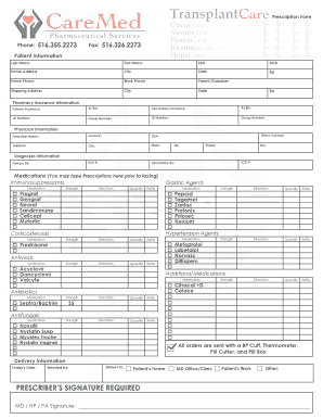 Fillable Online Transplant Care Form - bcaremedpsbbcomb Fax Email Print ...