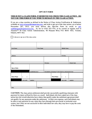 Fillable Online OPT OUT FORM THIS IS NOT A CLAIM FORM IT REMOVES YOU ...