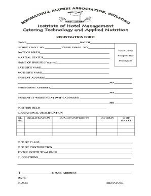 Fillable Online ihmshillong nic REGISTRATION FORM - IHM Shillong ...