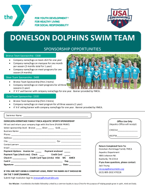 Fillable Online dolphinsswimteam DONELSON DOLPHINS SWIM TEAM ...