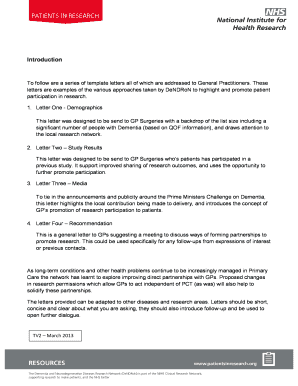 Fillable Online patientsinresearch GP Letter Templates Intro to ...