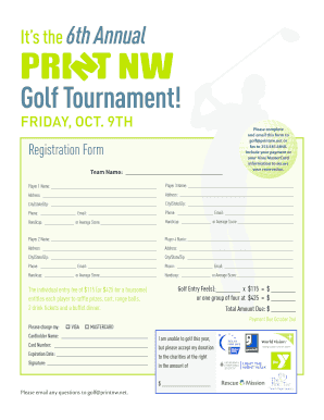 Fillable Online printnw 9TH Registration Form It s the 6th Annual Golf ...