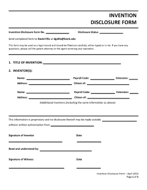 Fillable Online college lclark Invention Disclosure bFormb - Lewis amp ...
