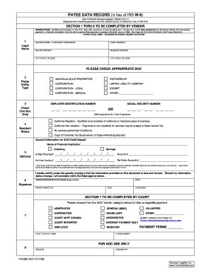 Fillable Online PAYEE DATA RECORD in lieu of IRS bWb-b9b - Justia Fax Email Print - pdfFiller
