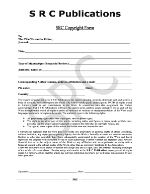 Fillable Online S R C Publications SRC Copyright Form To, The Chief ...
