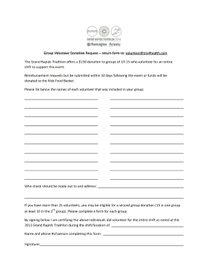 Fillable Online Group Volunteer Donation Request return form to Fax ...
