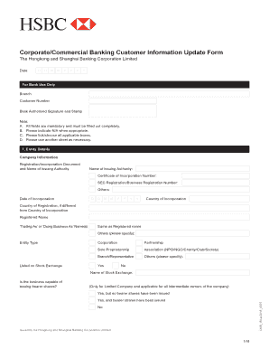 Fillable Online CorporateCommercial Banking Customer Information Update ...