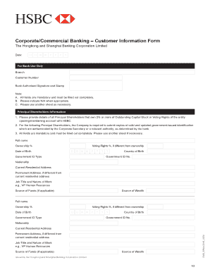 Fillable Online CorporateCommercial Banking Customer Information Form ...