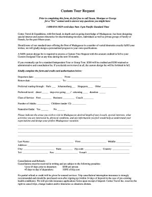 Fillable Online Custom Tour Request form Fax Email Print - pdfFiller