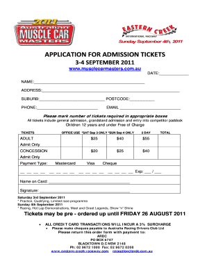 Fillable Online Ticket Application Formdoc Fax Email Print - pdfFiller