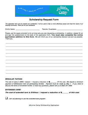 Fillable Online Jefunira Camp Scholarship Request Form-2014.docx Fax ...