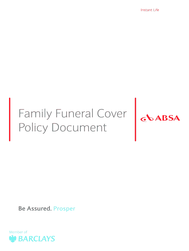 Fillable Online instantlife co Family Funeral Cover Policy Document ...
