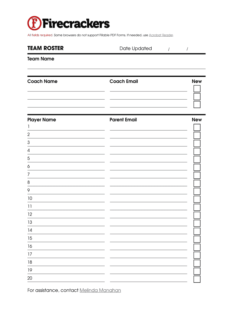 Fillable Online Blank FC Team Roster fillable form available here ...