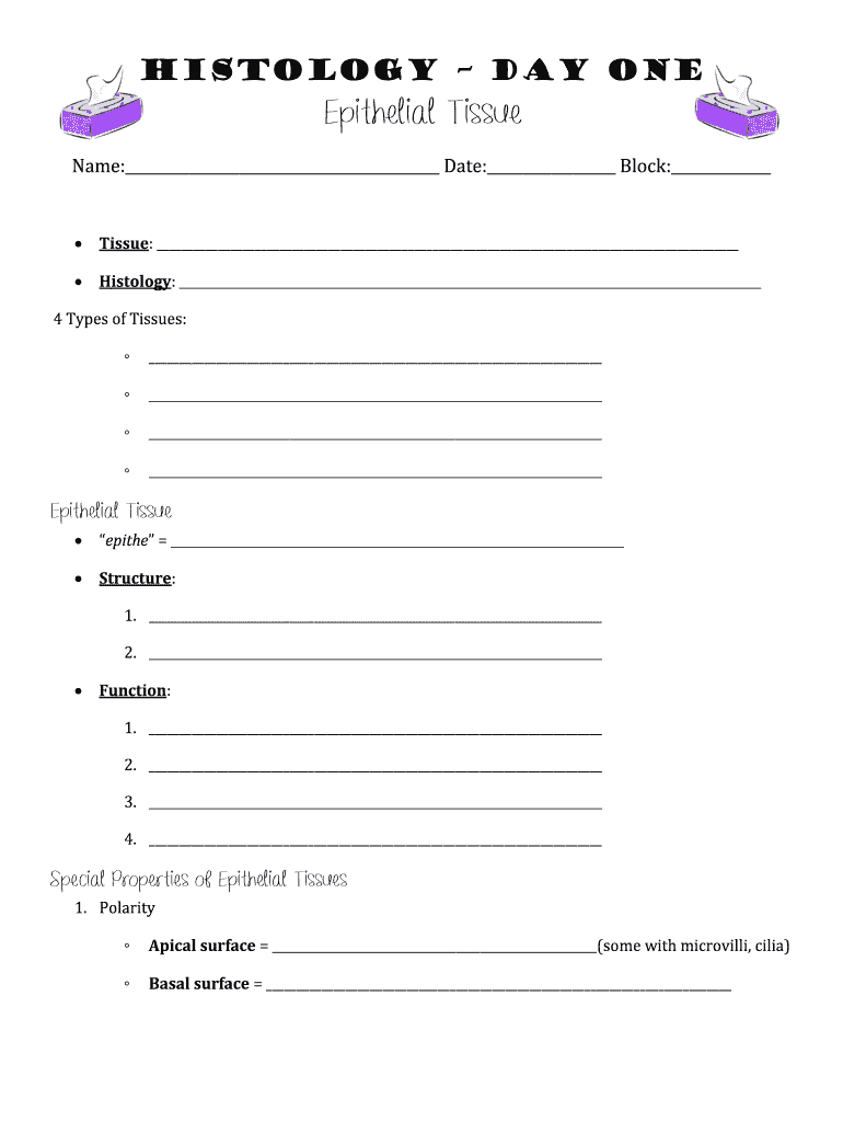Fillable Online Histology Day one Epithelial Tissue - Ms Schwab Fax ...