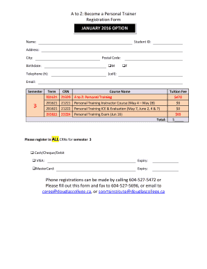 Fillable Online Become a Personal Trainer - Douglas College Fax Email Print - pdfFiller