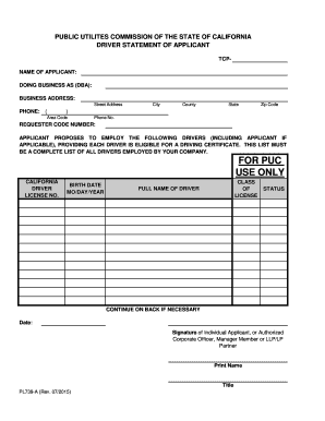 Fillable Online cpuc ca FOR PUC USE ONLY - California Public Utilities ...