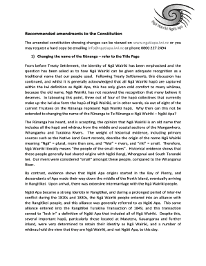 Fillable Online ngatiapa iwi Recommended amendments to the Constitution ...