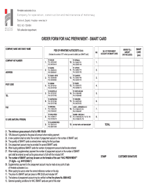 Fillable Online hac ORDER FORM FOR bHACb PREPAYMENT - SMART CARD - hac ...