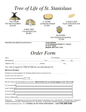 Fillable Online ststanstrans StStans_Tree_of_LIfe_Order_Form Fax Email ...