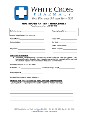 Fillable Online MULTIDOSE PATIENT WORKSHEET - bwhitecrosspharmacybbcomb ...