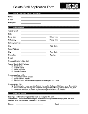 Fillable Online Gelato Stall Application Form - Fritz Gelato Fax Email ...