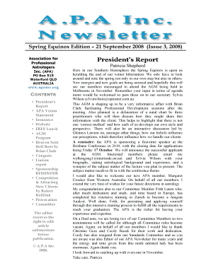 Fillable Online apainc org APA Newsletter Spring 2008 - APA Inc Fax ...