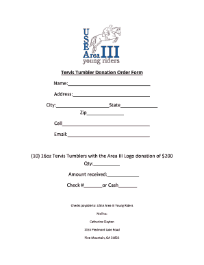 Fillable Online usea3 Tervis order form - USEA 3 - usea3 Fax Email ...