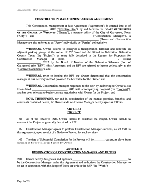 Fillable Online CONSTRUCTION MANAGEMENT-AT-RISK AGREEMENT Fax Email ...