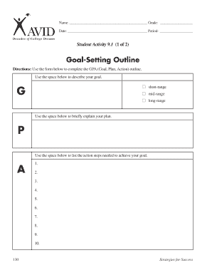 Fillable Online montgomeryschoolsmd Goal-Setting Outline ...
