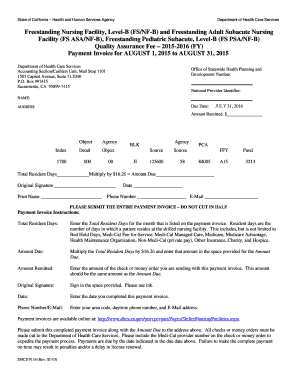 Fillable Online dhcs ca QAF SNF Payment Forms 2015-16 1st Quarterpdf ...