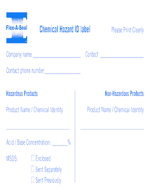 Fillable Online Chemical Hazard ID label - flexasealcom Fax Email Print ...