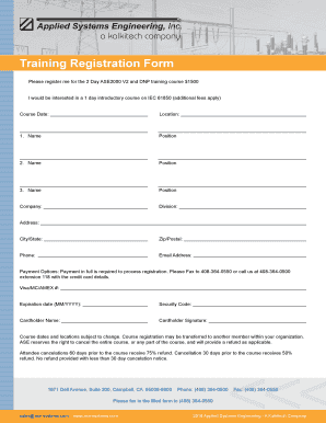 Fillable Online Training Registration Form - ase-systemscom Fax Email ...