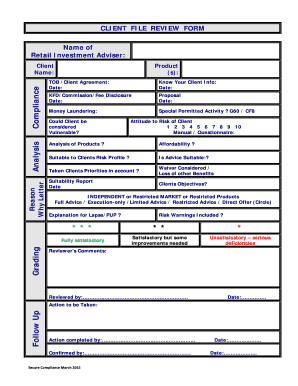 Fillable Online compliance-officer co Client File Review Form March 15 ...