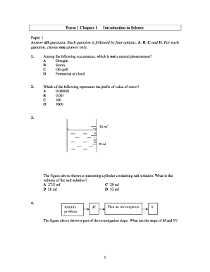 Fillable Online Form 1 Chapter 1 Introduction to Science Fax Email ...