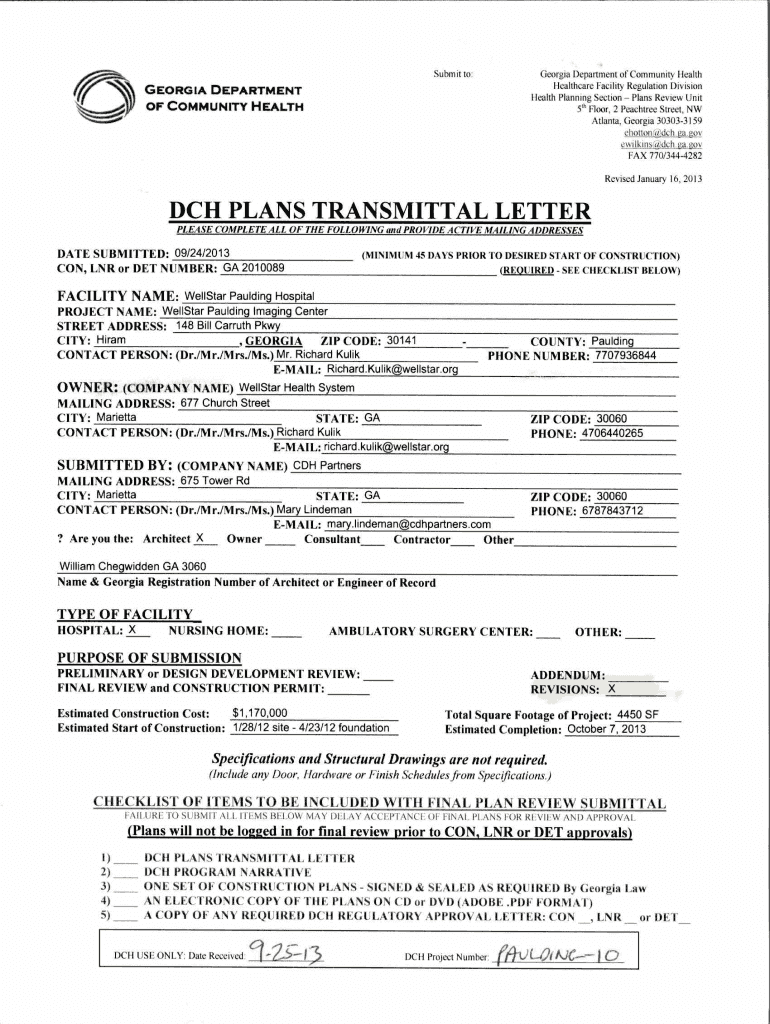 Fillable Online weblink dch georgia PAULDING-10 - DCH Plans Transmittal ...